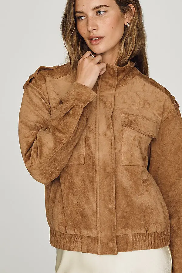 DOLAN LEFT COAST Faux-suede Utility Jacket - Brown
