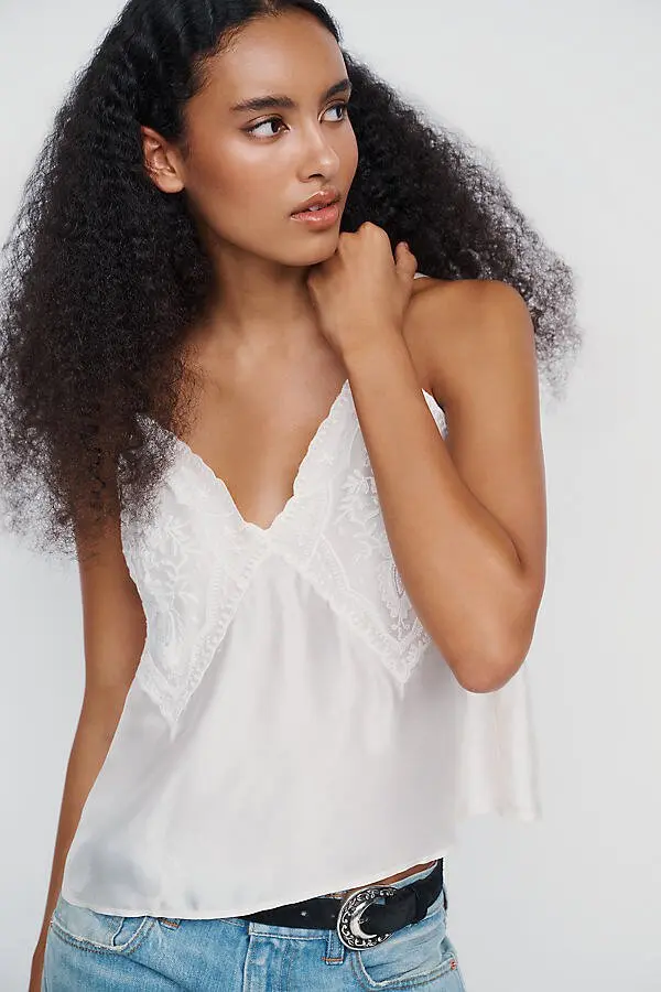 LYREBIRD Embroidered Camisole - White