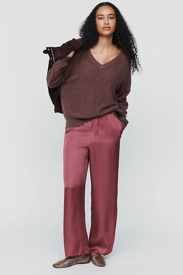 Anthropologie Lyrebird Silky Scalloped Pant - Bronze