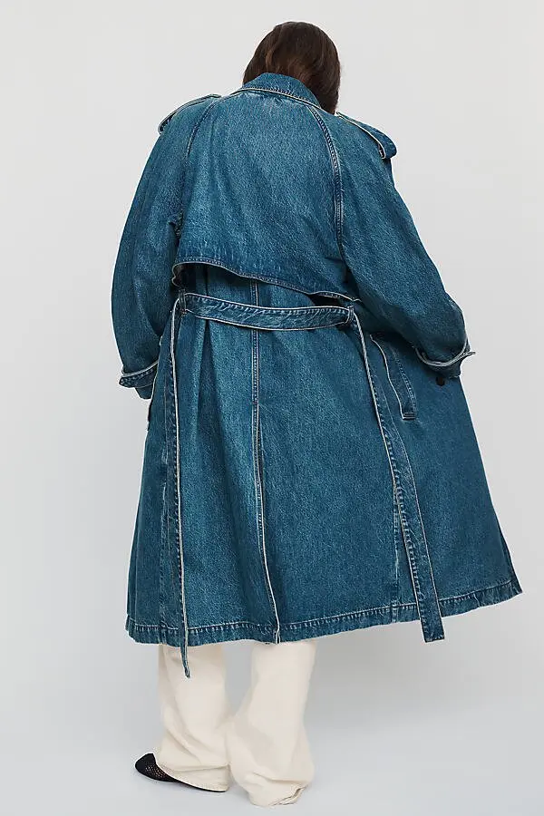 ANINE BING Rickie Cotton Denim Trench Coat