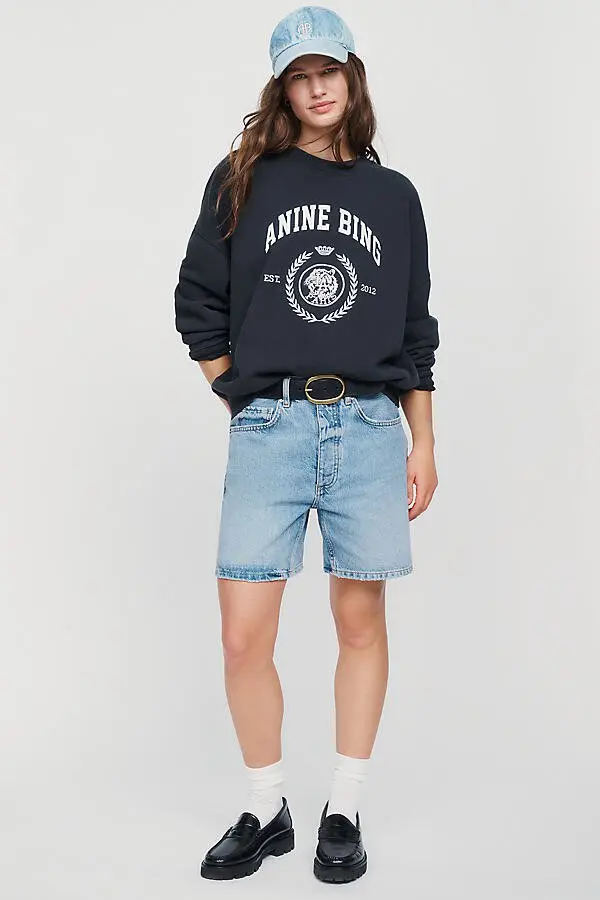 ANINE BING Miles 100% Cotton Collegiate Sweatshirt