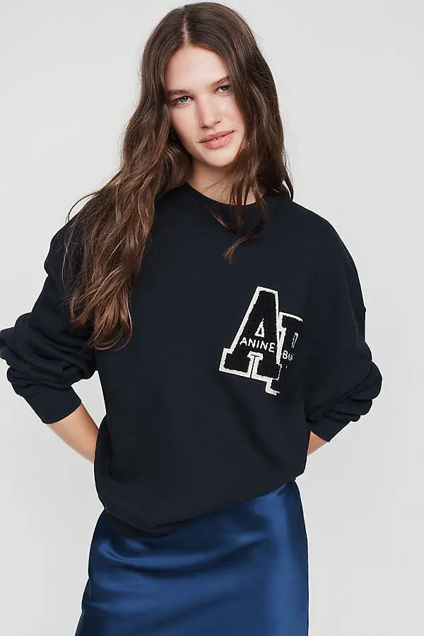 ANINE BING Miles 100% Cotton Overd Sweatshirt