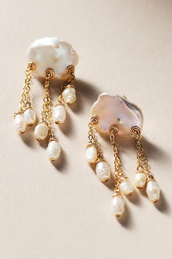 ADORN PILI Thunderstorm Pearl Drop Earrgs - Gold