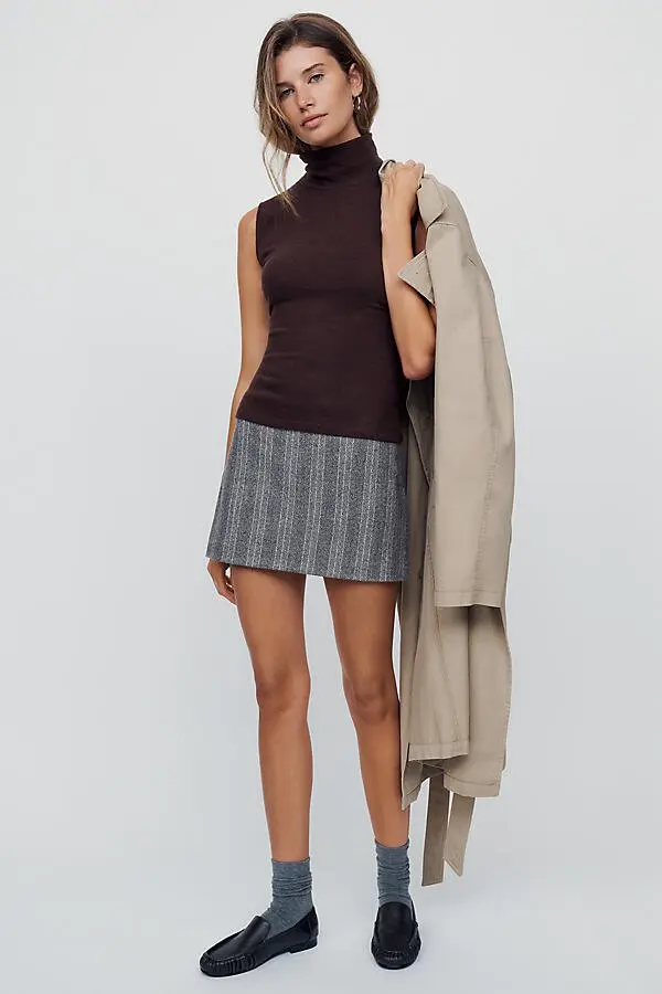 REFORMATION Colbie Knit Turtle-neck Tank Top