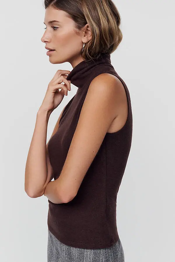 REFORMATION Colbie Knit Turtle-neck Tank Top
