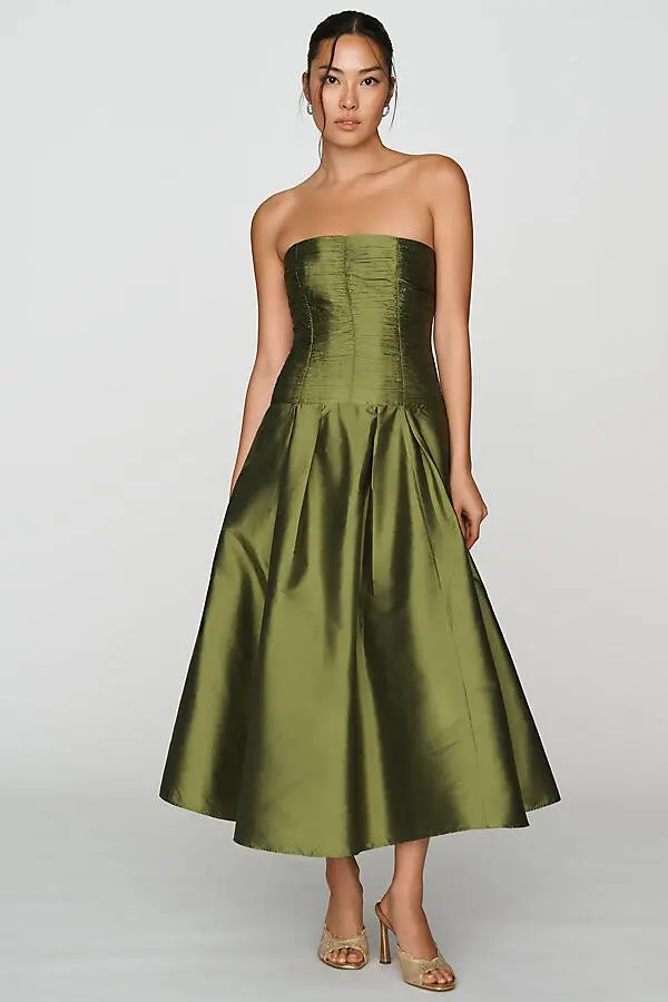 Bhldn Drop-waist Sat Midi Dress