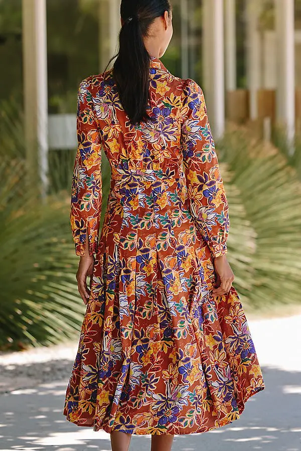 RO'S GARDEN Diamond 100% Cotton Midi Dress