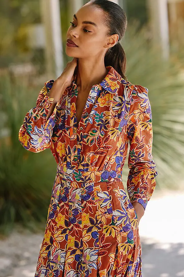 RO'S GARDEN Diamond 100% Cotton Midi Dress