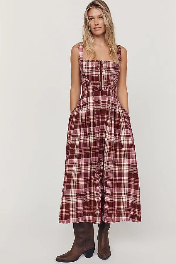 PILCRO Square-neck Midi Dress
