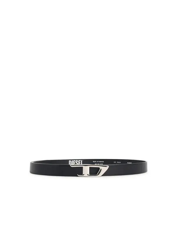 DIESEL® B-d Logo 2.0 Leather Belt - Black