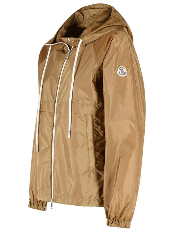 Moncler Coquelicot' Camel Beige Polyamide Hooded Jacket - Brown