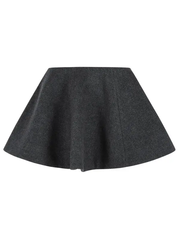 GANNI Peacoat' Grey Wool Blend Miniskirt - Gray