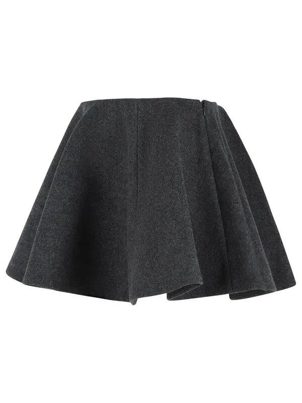 GANNI Peacoat' Grey Wool Blend Miniskirt