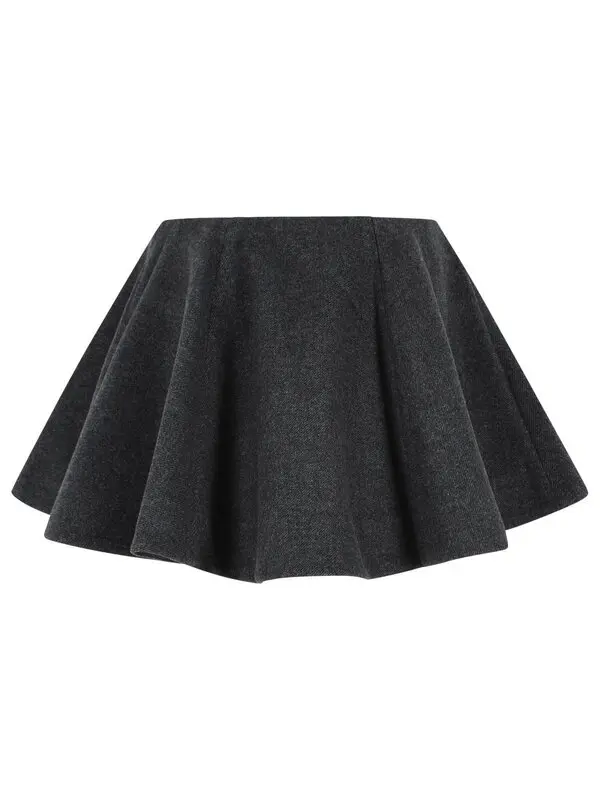 GANNI Wool Blend Miniskirt - Gray