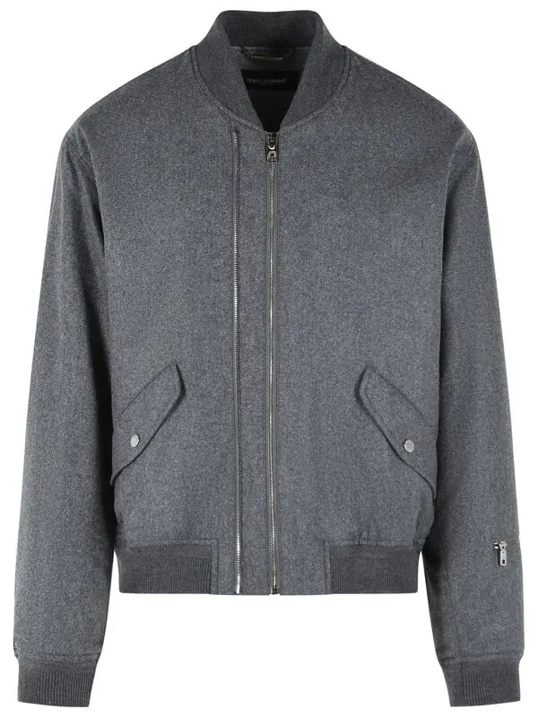 Dolce & Gabbana Grey Virgin Wool Bomber Jacket