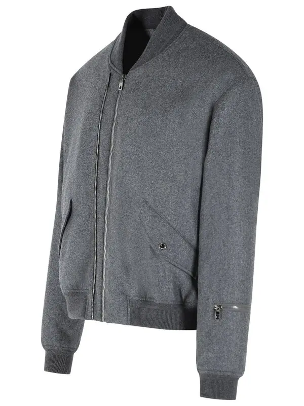 Dolce & Gabbana Grey Virgin Wool Bomber Jacket