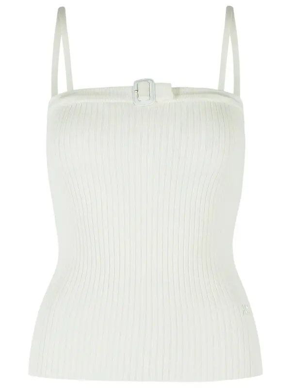 COURREGES Viscose Blend Buckle Tank Top - White
