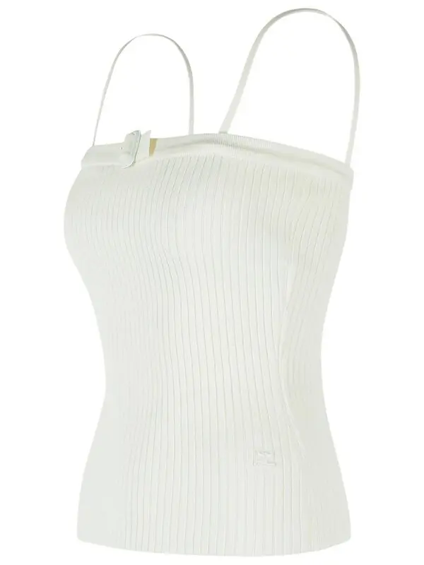 COURREGES Viscose Blend Buckle Tank Top - White