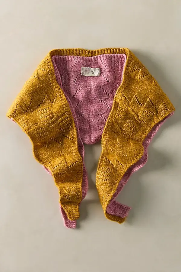 Free People Cable Knit Triangle Scarf - Candy