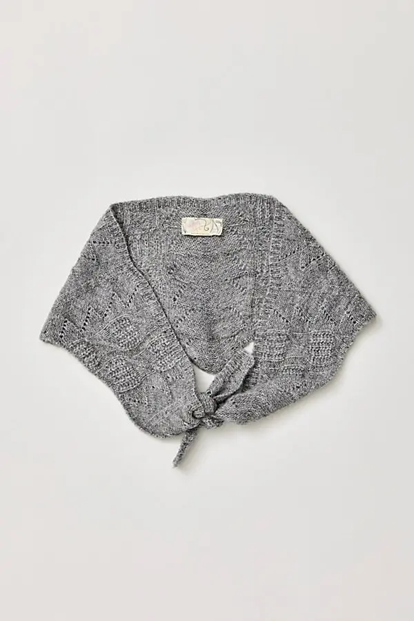 Free People Cable Knit Triangle Scarf - Heather Grey