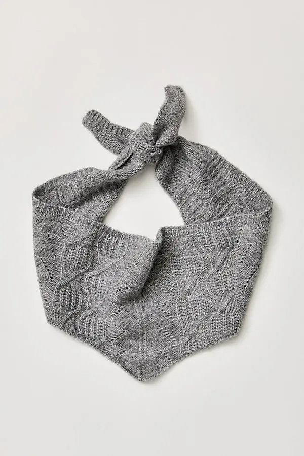 Free People Cable Knit Triangle Scarf - Heather Grey