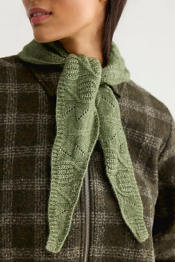 Free People Cable Knit Triangle Scarf - Kiwi