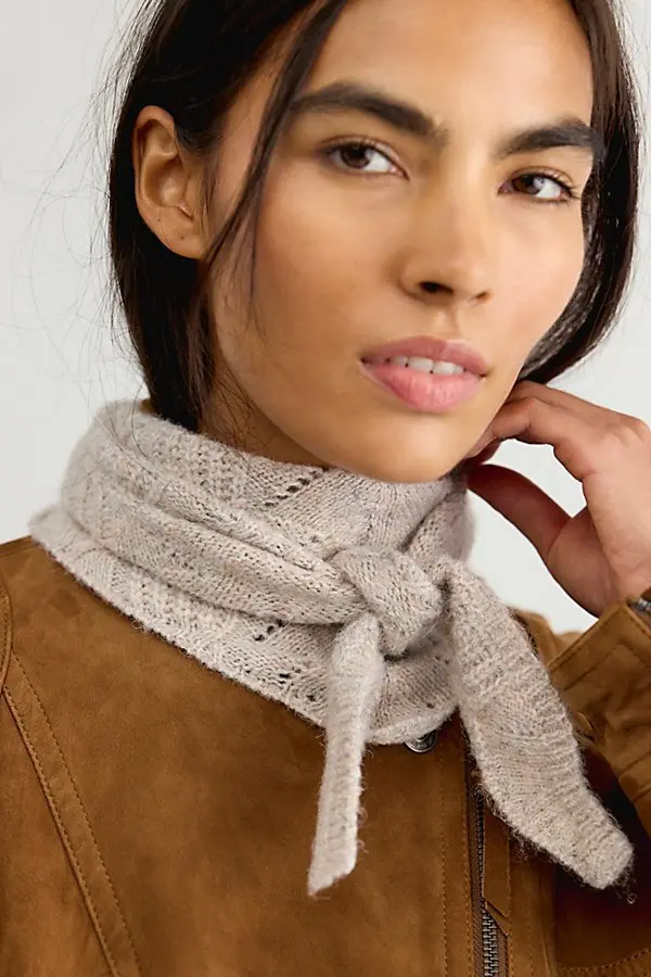 Free People Cable Knit Triangle Scarf - Oat