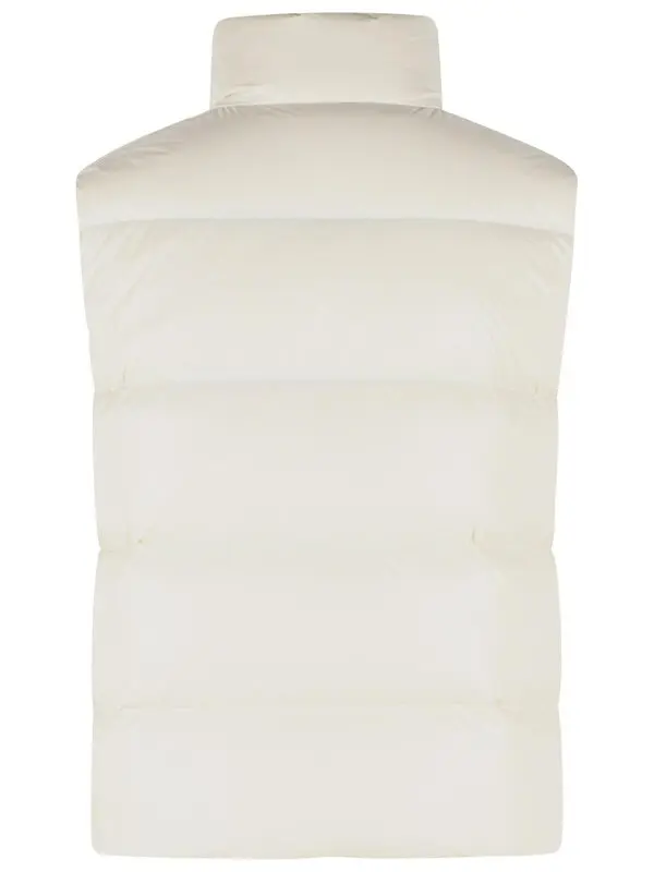 Moncler Belice' Padded Vest In Ivory White Polyamide