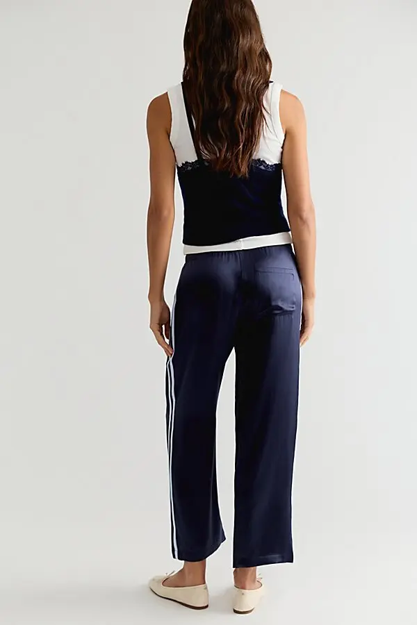 Donni. The Silk Stripe Crop Pants - Navy