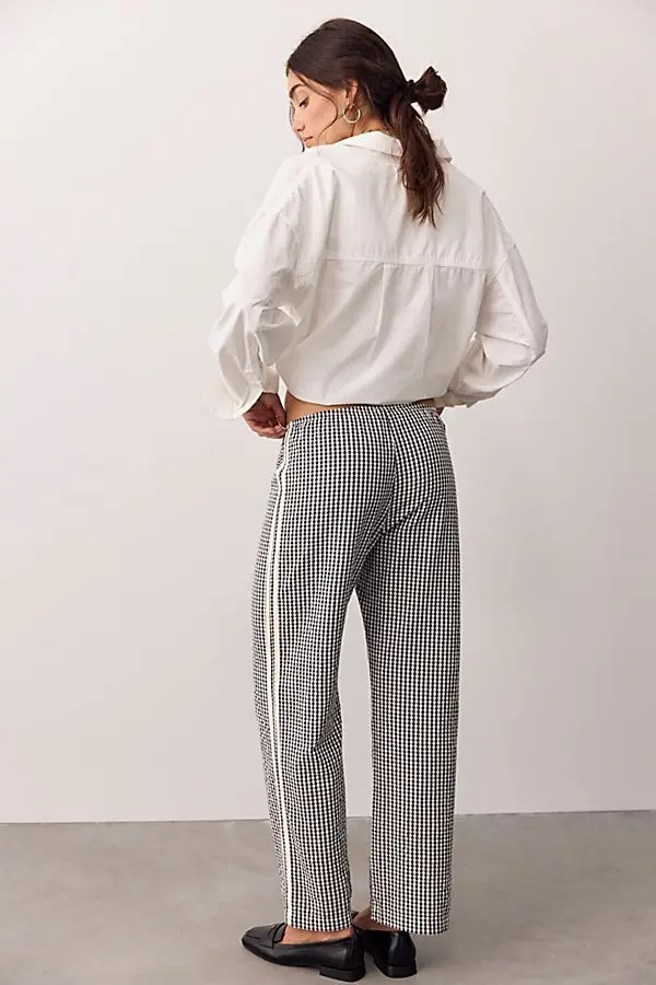 Donni. The Cotton Gingham Stripe Crop Pants - Jet