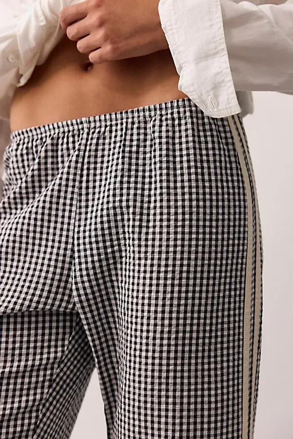 Donni. The Cotton Gingham Stripe Crop Pants - Jet
