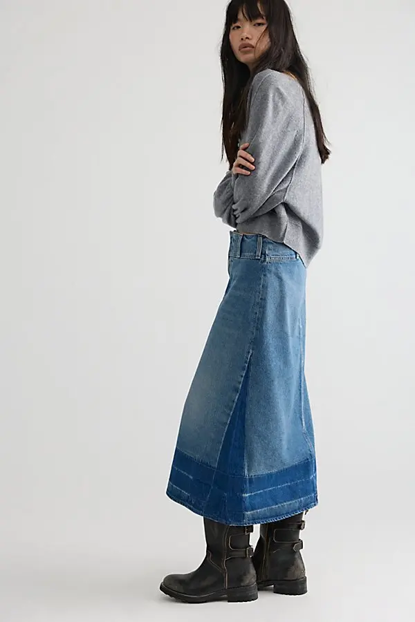 MOTHER Snakcs! The Fortune Cookie Denim Skirt