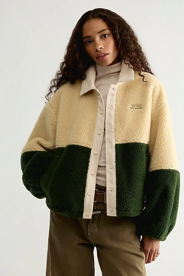 THE TINY BIG SISTER Color-blocked Fleece Jacket