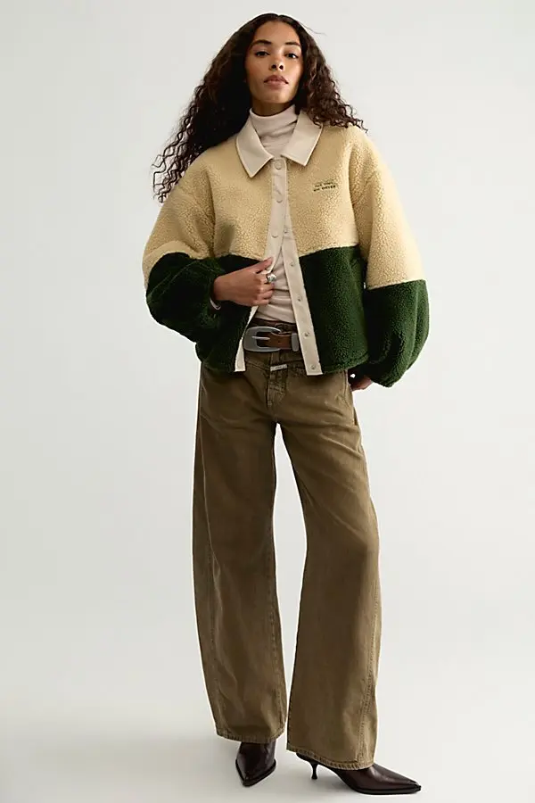 THE TINY BIG SISTER Color-blocked Fleece Jacket