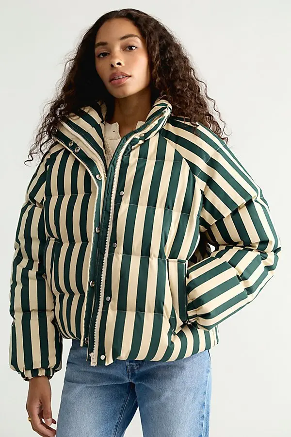 THE TINY BIG SISTER Striped Puffer Jacket