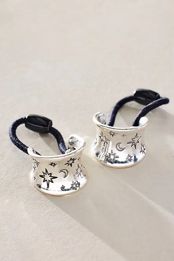 Free People Valerious Hair Tie Set Of 2 - Silver