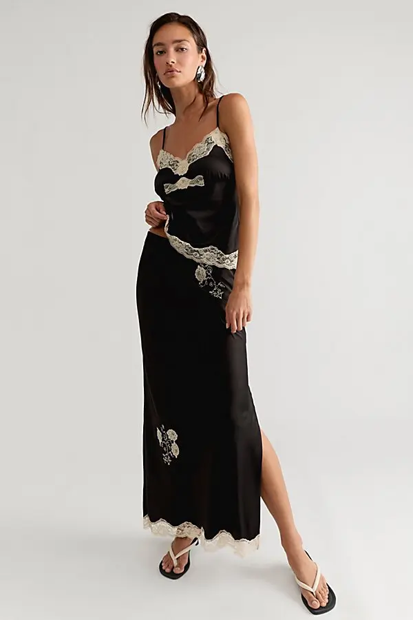 Anna Sui Lingerie Satin Maxi Skirt Set