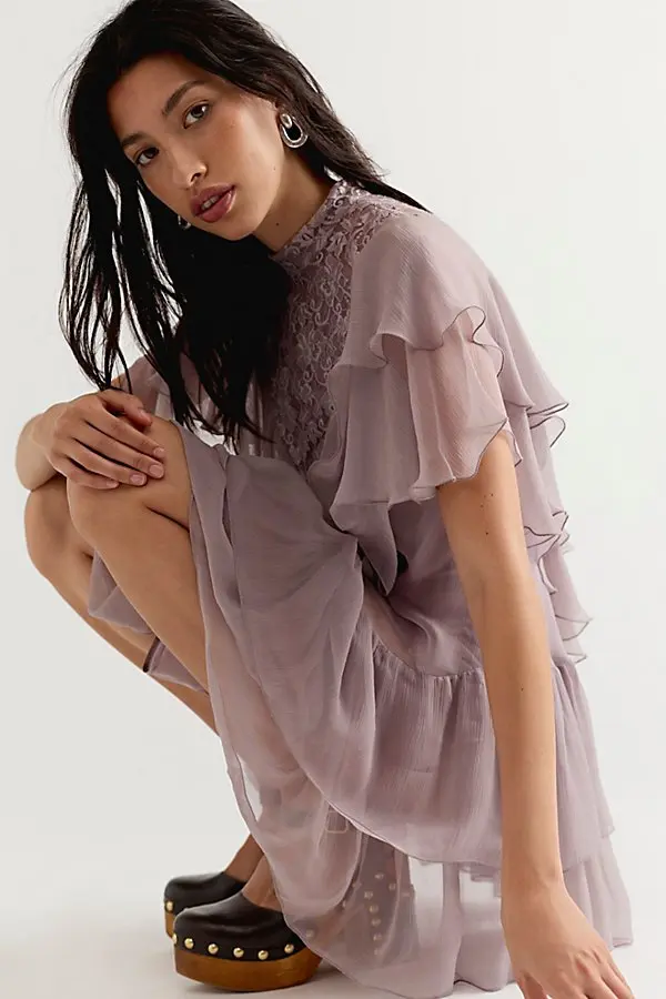 NIGEL PRESTON Ana Lace Mini Dress - Lilac