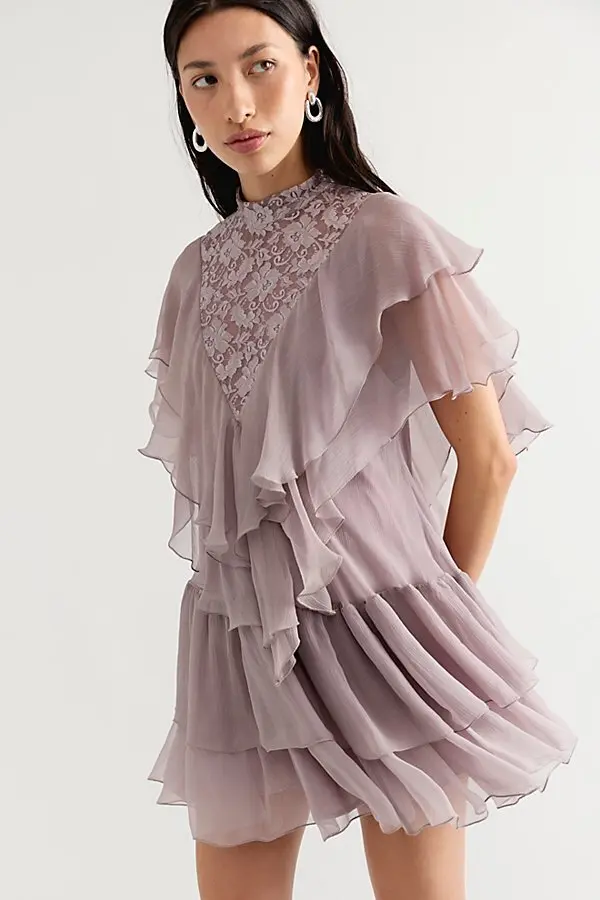 NIGEL PRESTON Ana Lace Mini Dress - Lilac