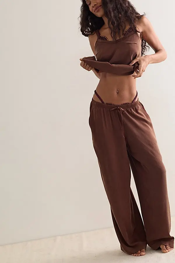 NUDEA Eco-luxe Drawstring Lounge Trousers - Cocoa