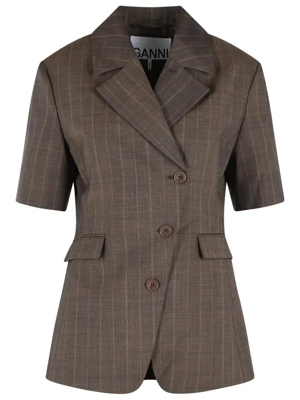 GANNI Wool Blazer - Brown