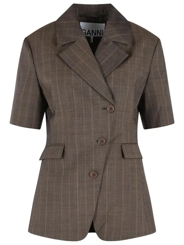 GANNI Wool Blazer - Brown