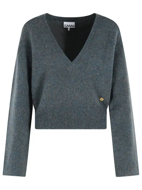 GANNI Wool Blend Sweater - Blue
