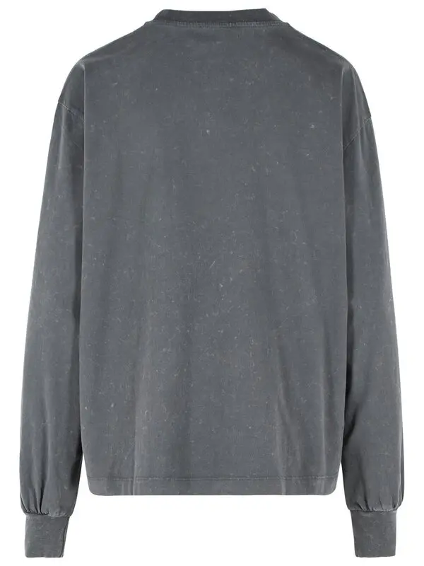 GANNI Grey Cotton Long-sleeved T-shirt - Gray