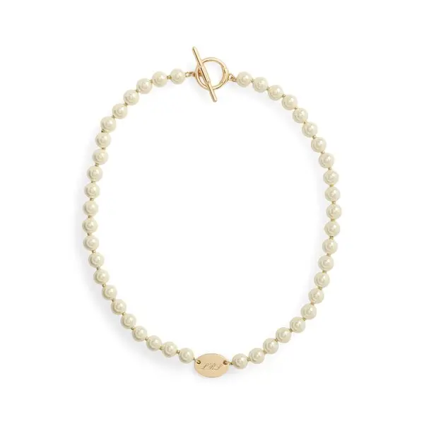 Ralph Lauren Gold-plated Logo & Faux-pearl Necklace