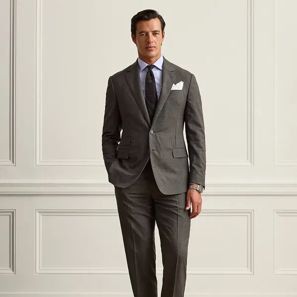 Ralph Lauren Kent Hand-tailored Glen Plaid Wool Suit - Brown
