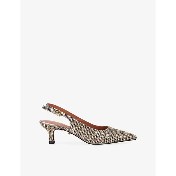 Kurt Geiger Belgravia Houndstooth Woven Slingbacks
