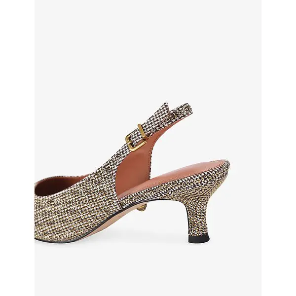 Kurt Geiger Belgravia Houndstooth Woven Slingbacks
