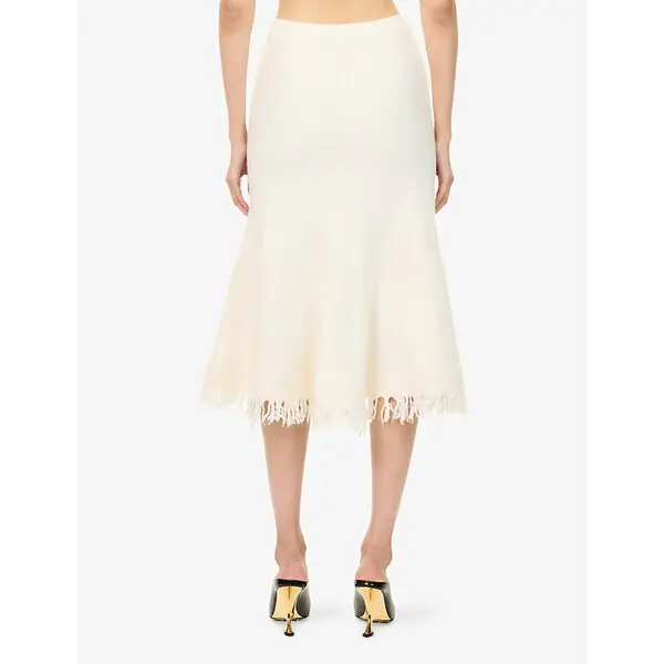 Bottega Veneta Fringed-trim Wool-blend Midi Skirt