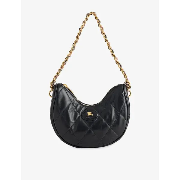 Burberry Horseshoe Chain Leather Shoulder Bag - Black